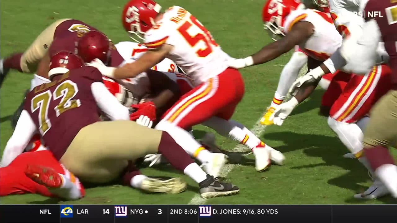 Kansas City Chiefs swarm Washington Football Team running back Antonio ...