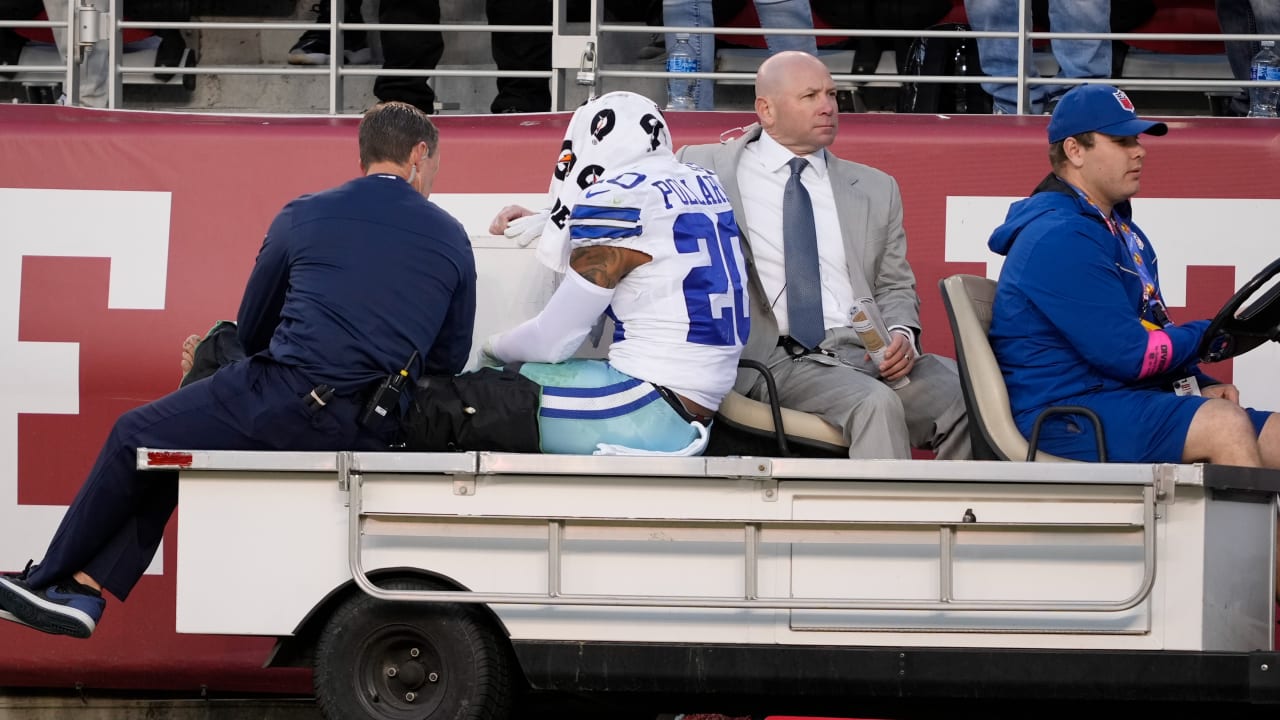 Dallas Cowboys running back Tony Pollard carted off after suffering ...