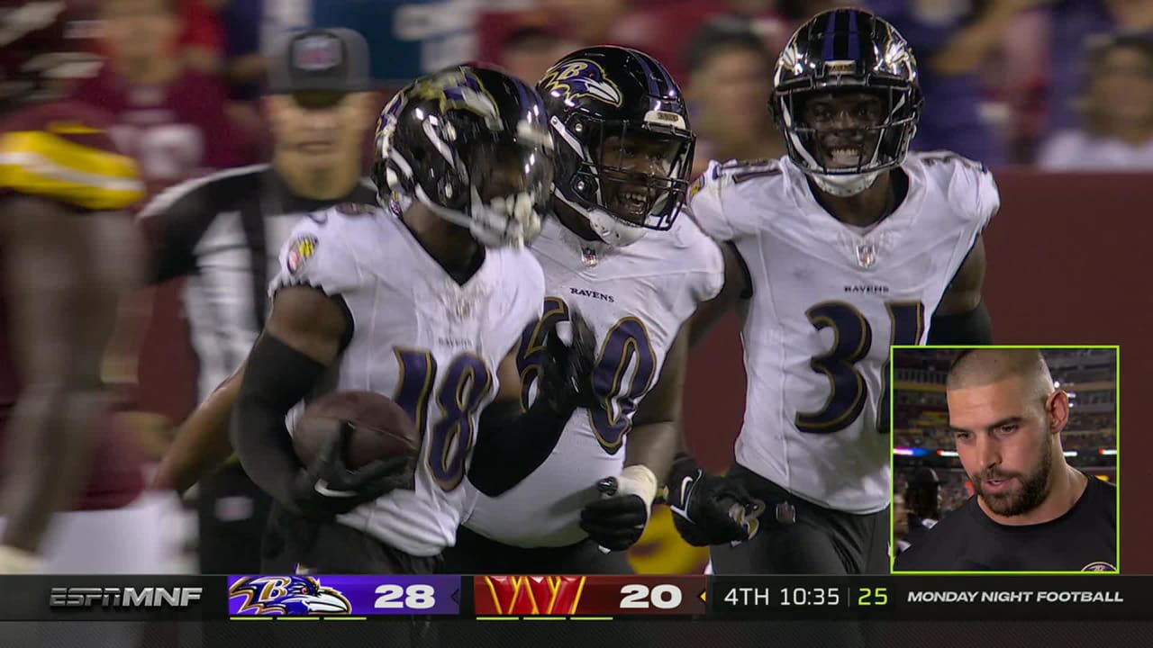 Baltimore Ravens cornerback Tae Hayes intercepts Washington Commanders ...