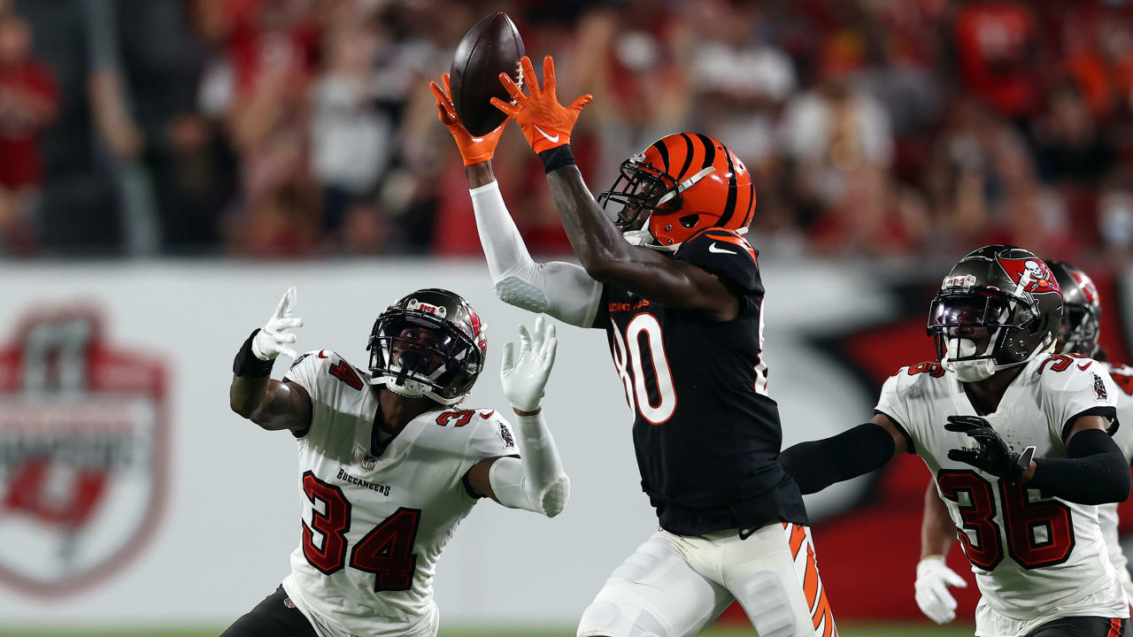 Cincinnati Bengals wide receiver Mike Thomas secures football after ...