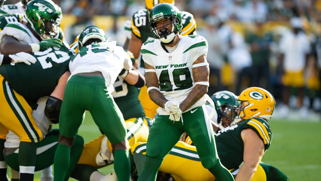 New York Jets defensive back J.T. Hassell jars ball from RB for Jets ...