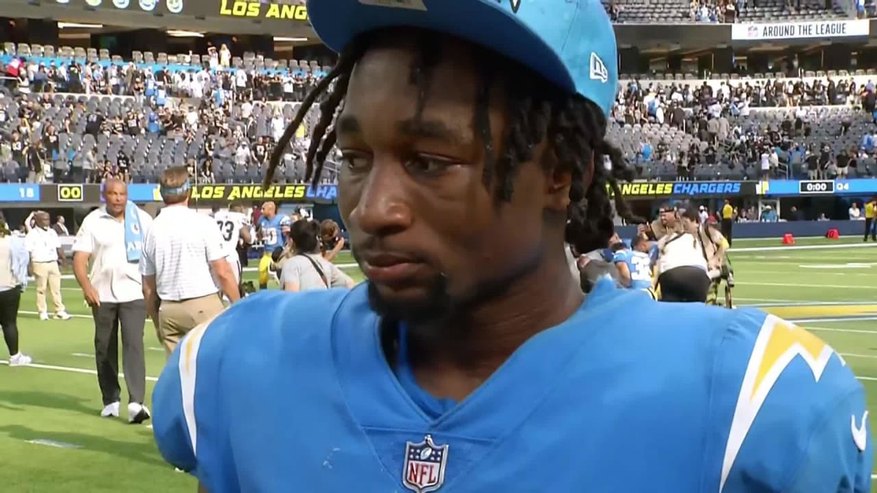 Los Angeles Chargers cornerback Asante Samuel Jr. on quarterback Justin ...
