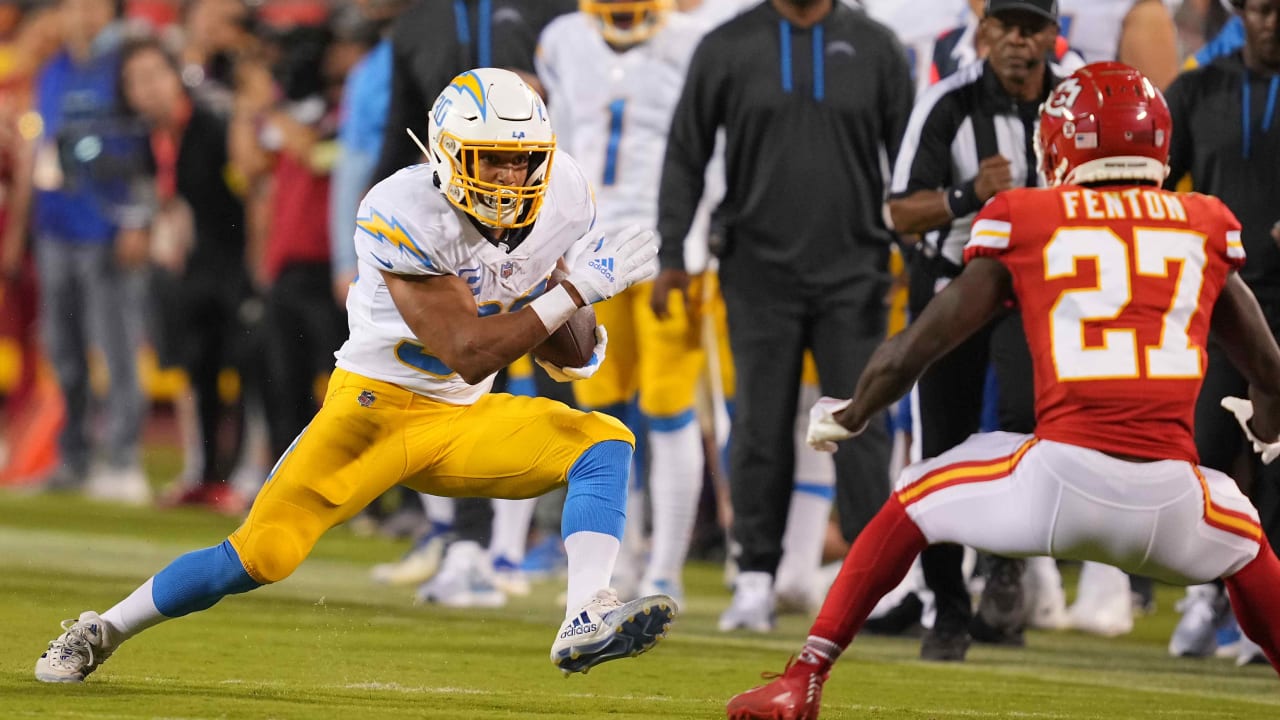 Los Angeles Chargers running back Austin Ekeler evades would-be tackler ...