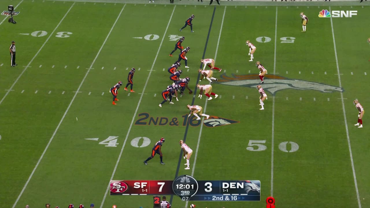 The San Francisco 49ers swarm Denver Broncos running back Javonte ...