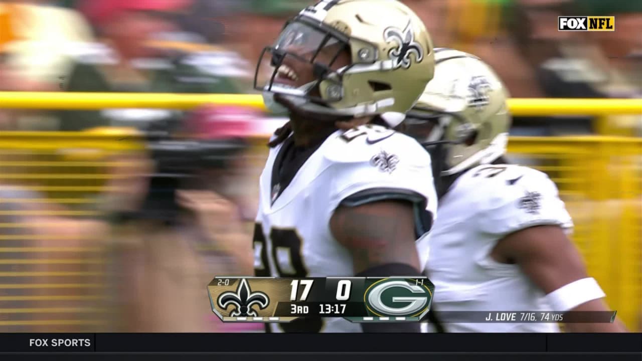 New Orleans Saints cornerback Lonnie Johnson intercepts Green Bay ... New Orleans Saints cornerback Lonnie Johnson intercepts Green Bay ...
