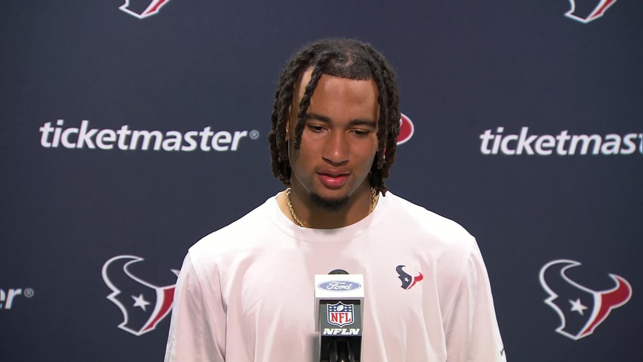 Houston Texans quarterback C.J. Stroud reacts to his first career win ...