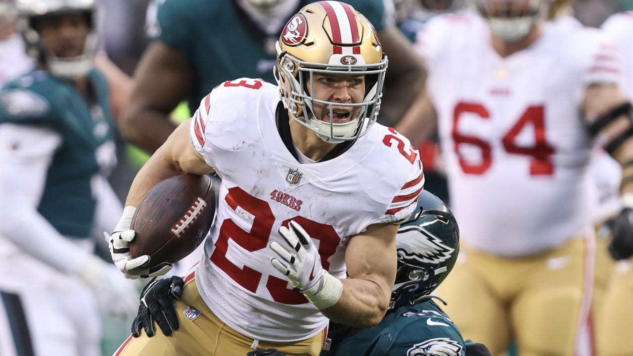 San Francisco 49ers running back Christian McCaffrey's angle route out ...