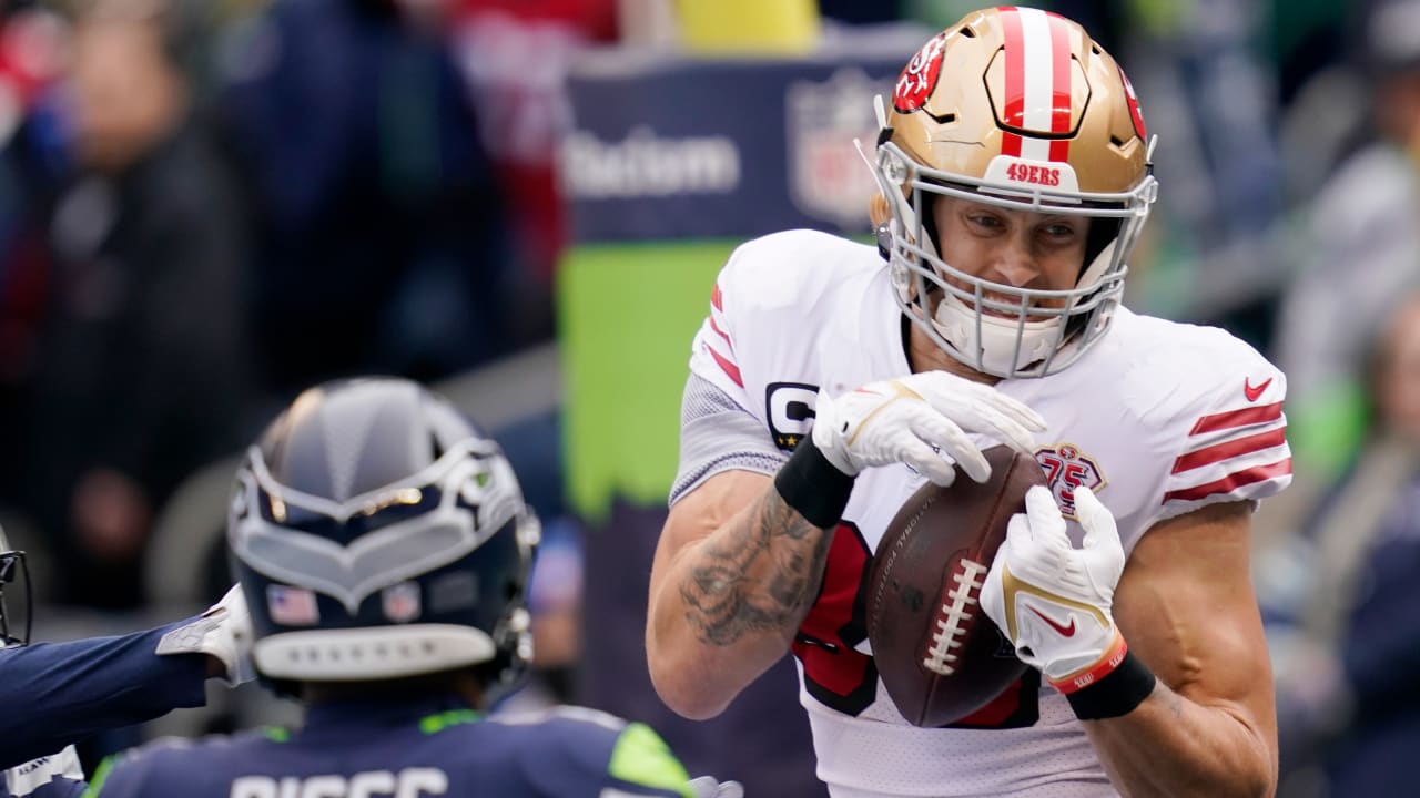San Francisco 49ers tight end George Kittle showcases his tackle ...