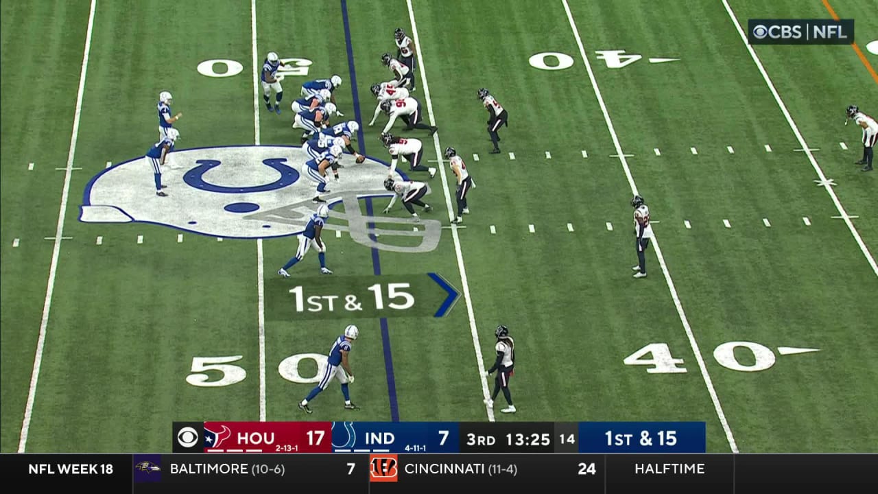 Indianapolis Colts quarterback Sam Ehlinger uncorks a 39-yard deep ball ...