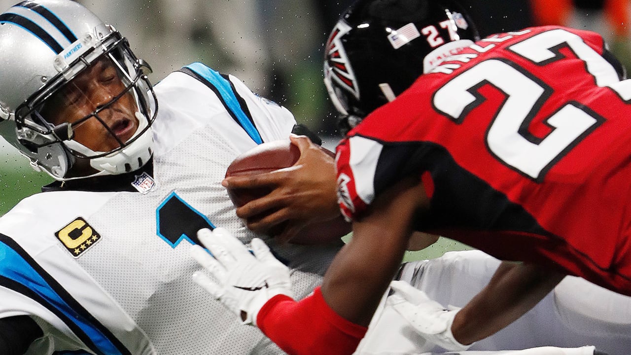 Damontae Kazee ejected for Cam Newton helmet hit