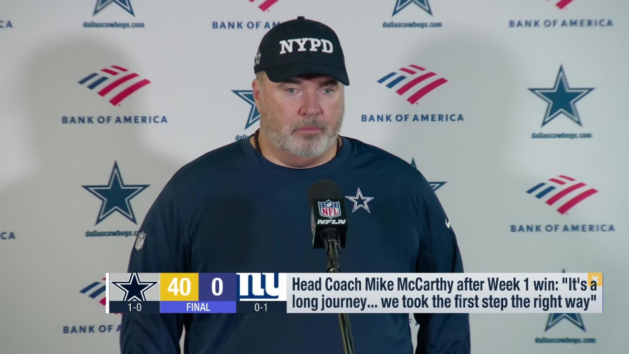 Dallas Cowboys head coach Mike McCarthy, New York Giants head coach Brian Daboll react to ...
