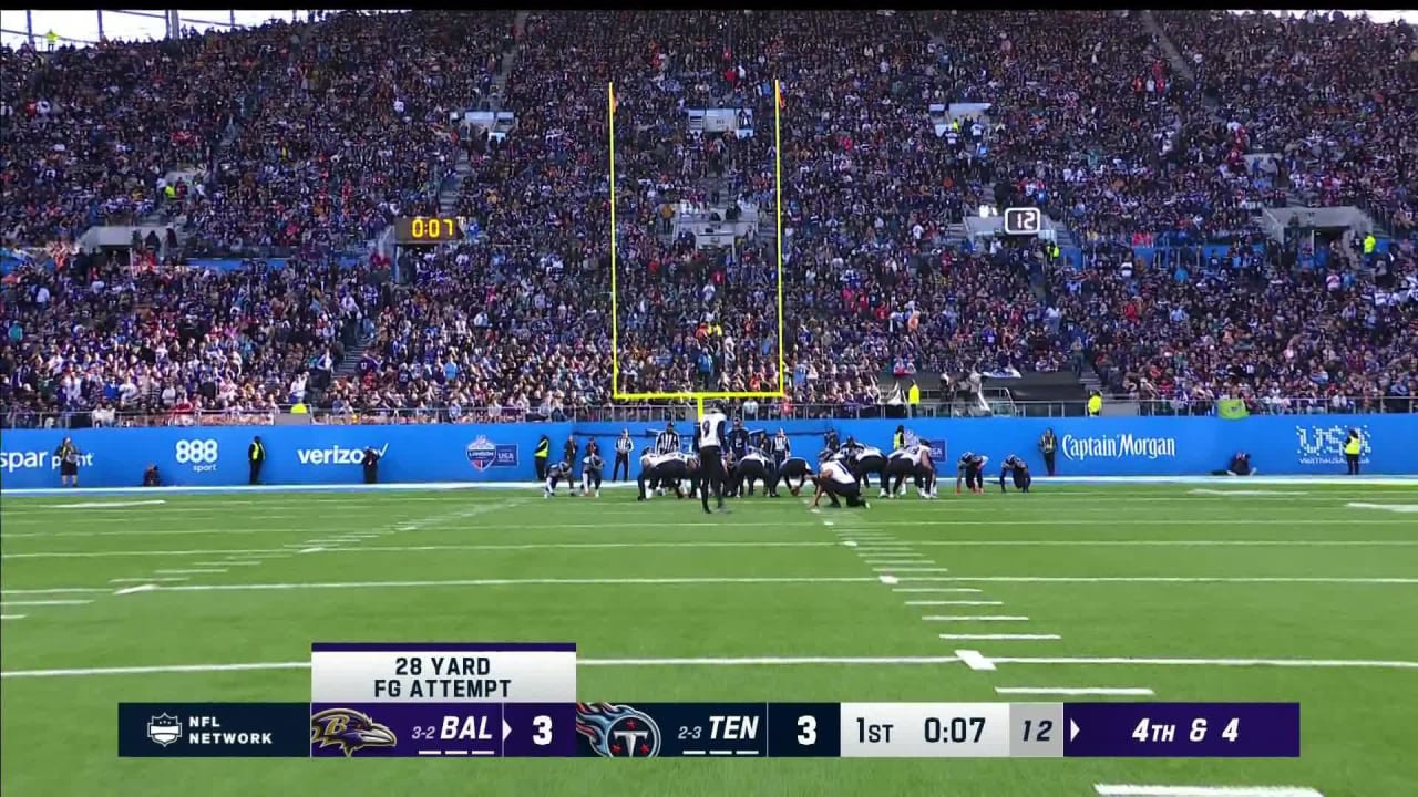 Baltimore Ravens kicker Justin Tucker's second FG is perfect from 28 yards