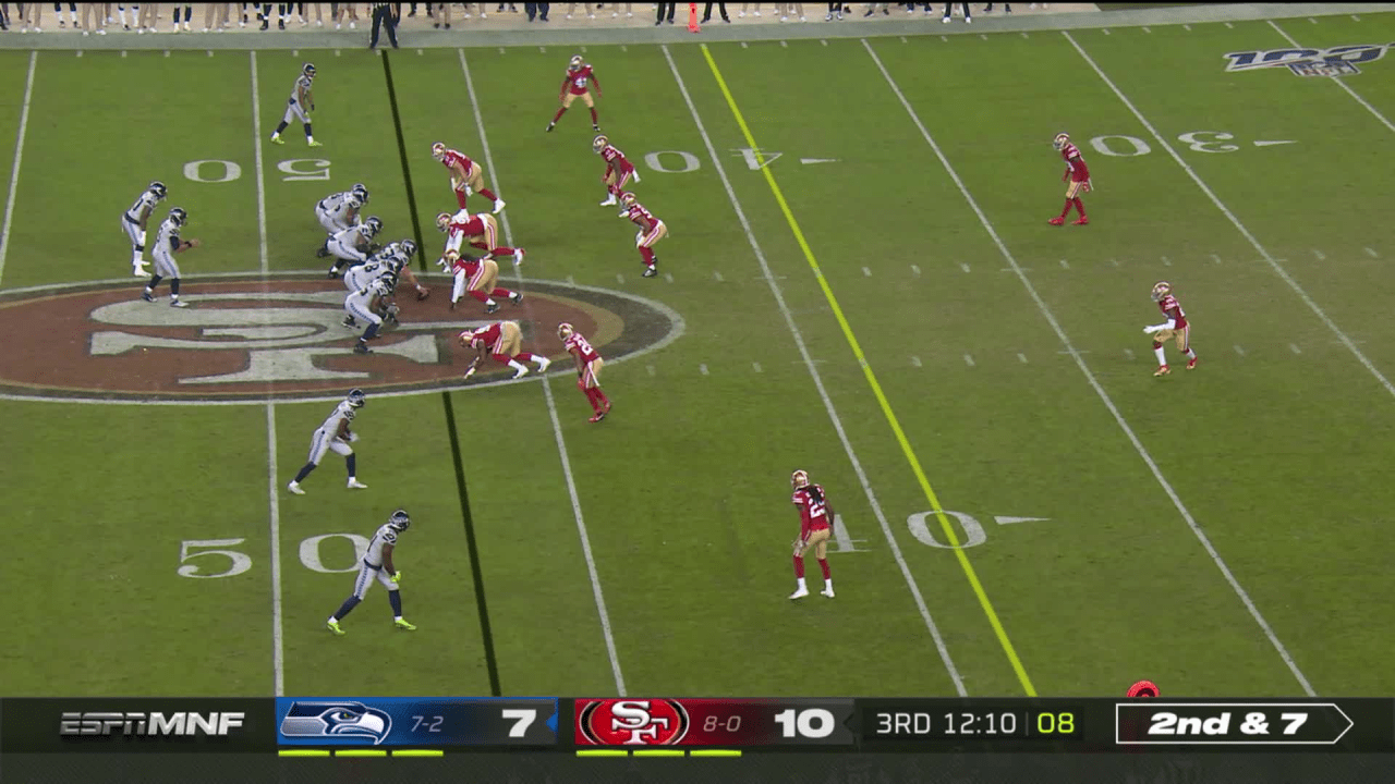 Niners win scrum for the football after Rashaad Penny's fumble