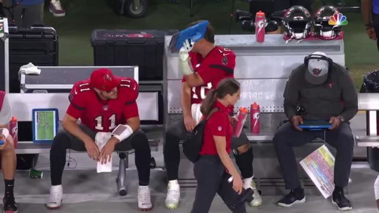 Tampa Bay Buccaneers quarterback Tom Brady breaks tablet on sideline ...