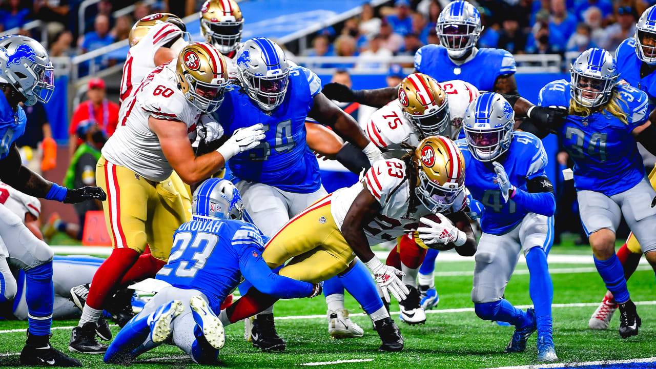 San Francisco 49ers running back JaMycal Hasty forces way to end zone ...