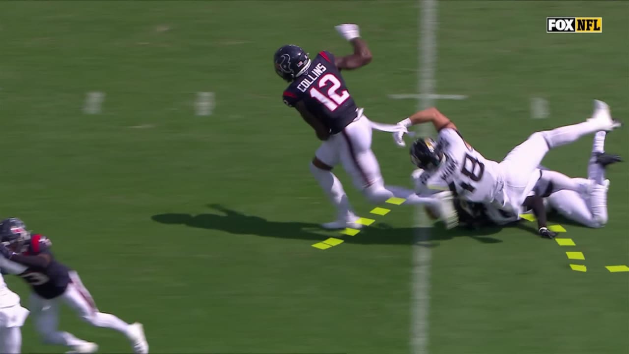Houston Texans wide receiver Nico Collins slips tackles for 29-yard catch