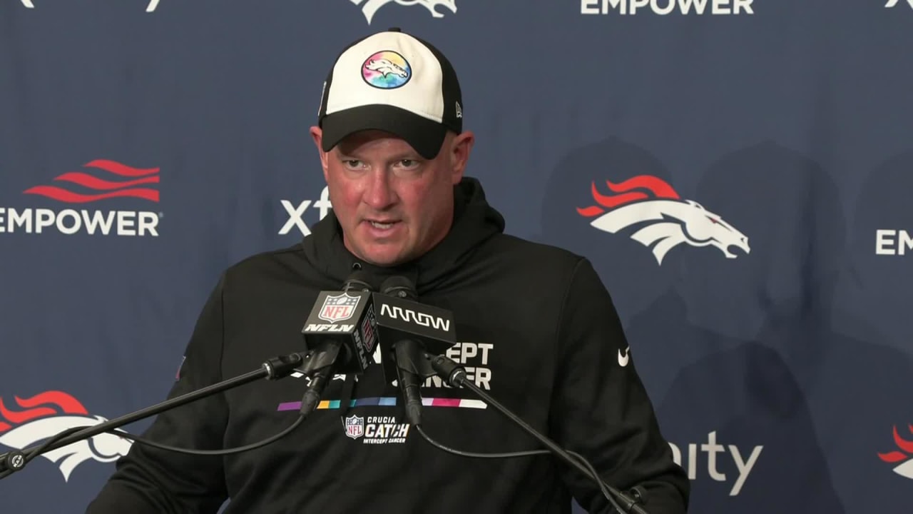 Denver Broncos head coach Nathaniel Hackett addresses media after Week ...