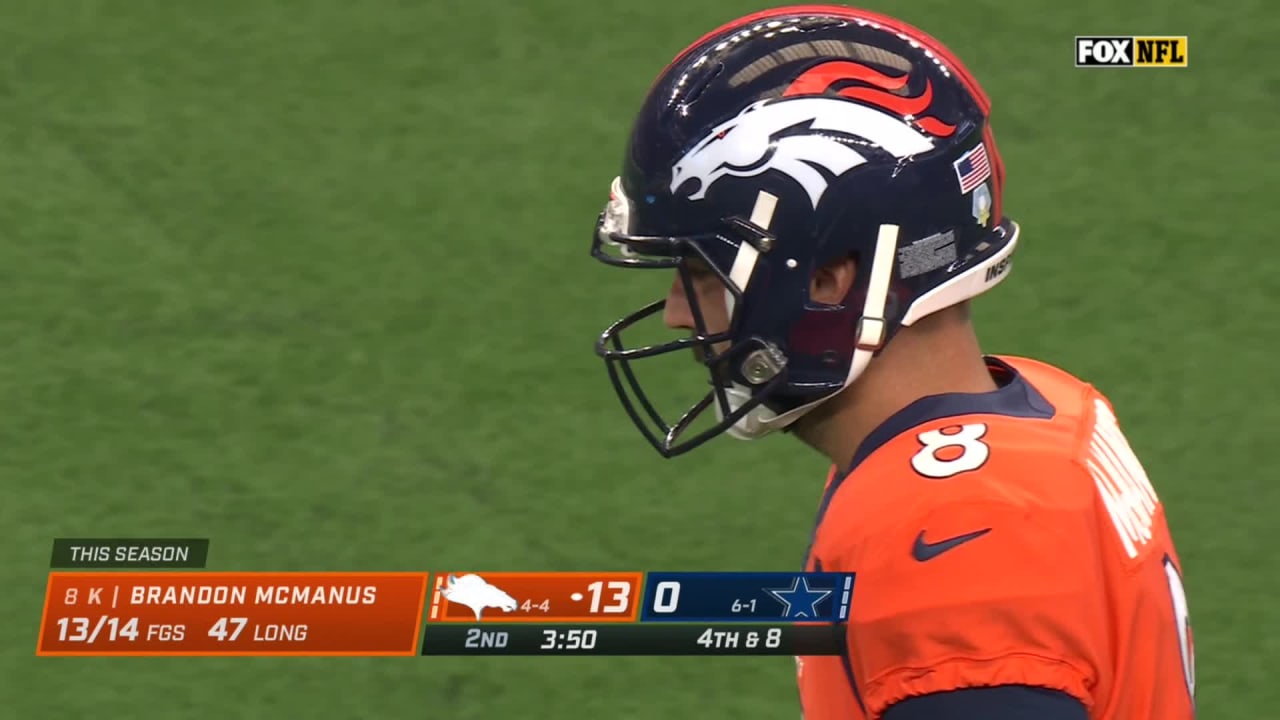 Denver Broncos kicker Brandon McManus' 53-yard field goal puts Broncos ahead 16-0