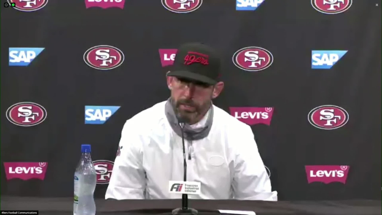 San Francisco 49ers head coach Kyle Shanahan reacts to win over the Los ...