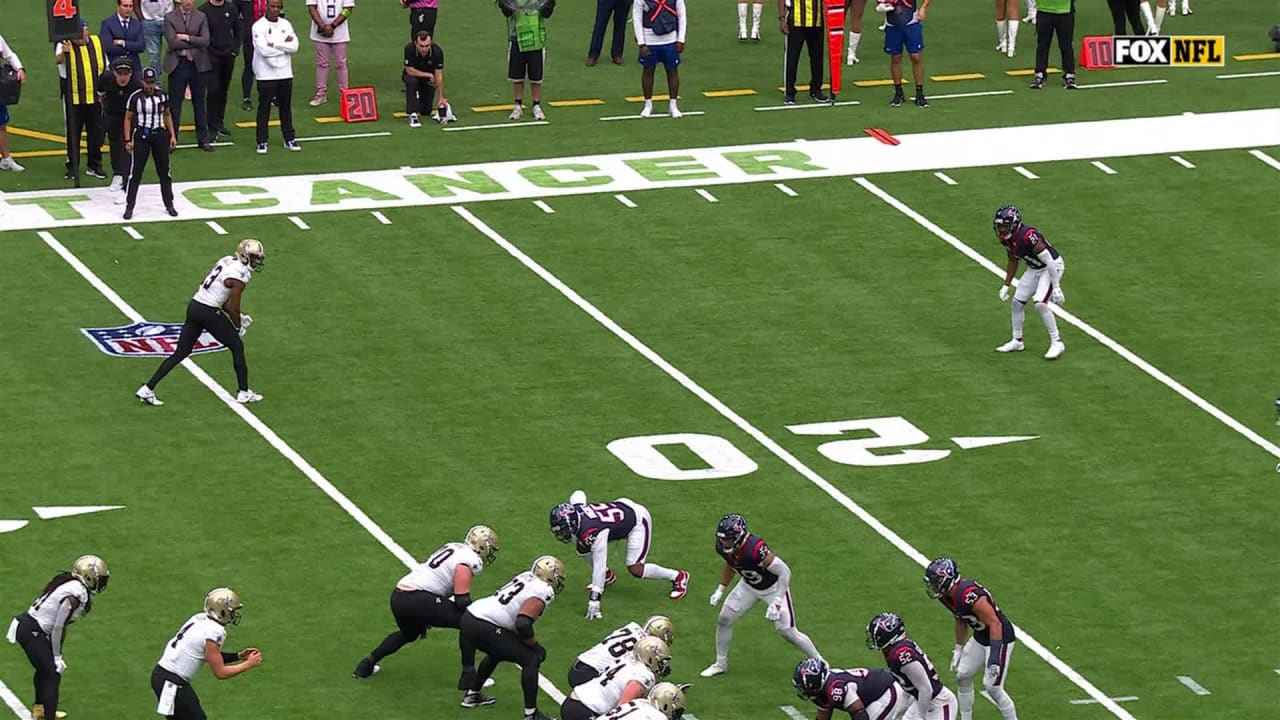 Houston Texans cornerback Steven Nelson leaps in front of New Orleans ...