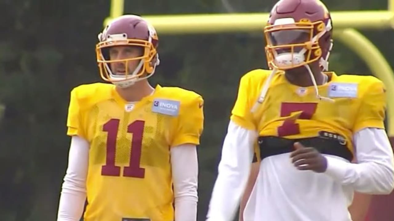 Quarterbacks Dwayne Haskins, Alex Smith compete in throwing drills at ...