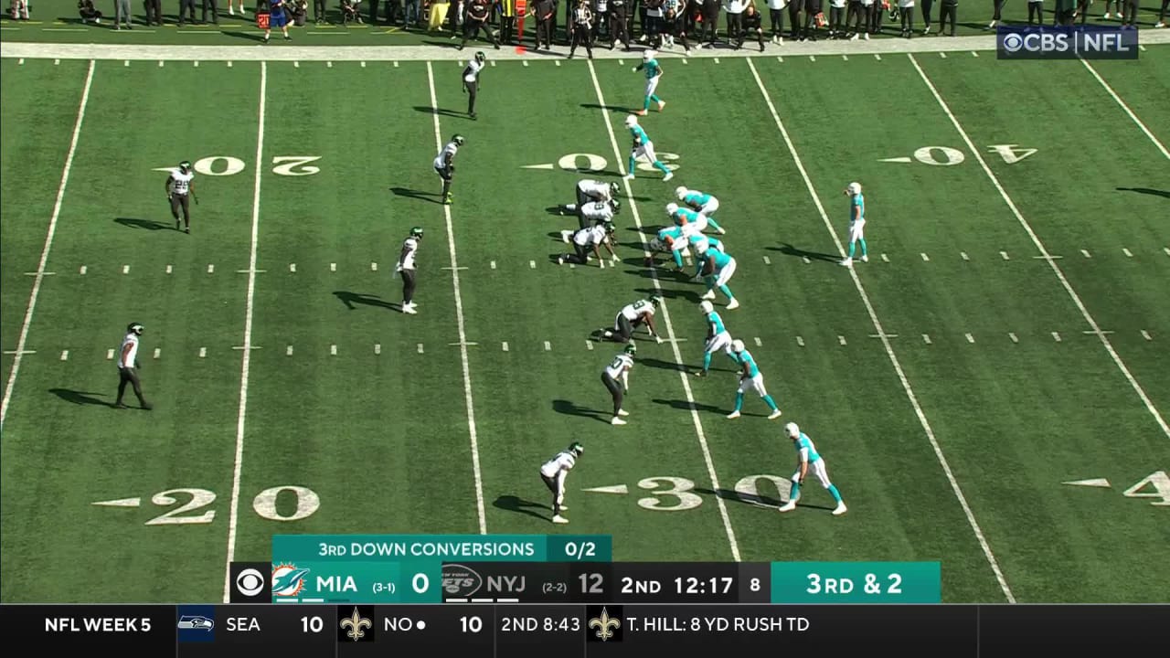 Miami Dolphins quarterback Skylar Thompson's deflected pass locates ...