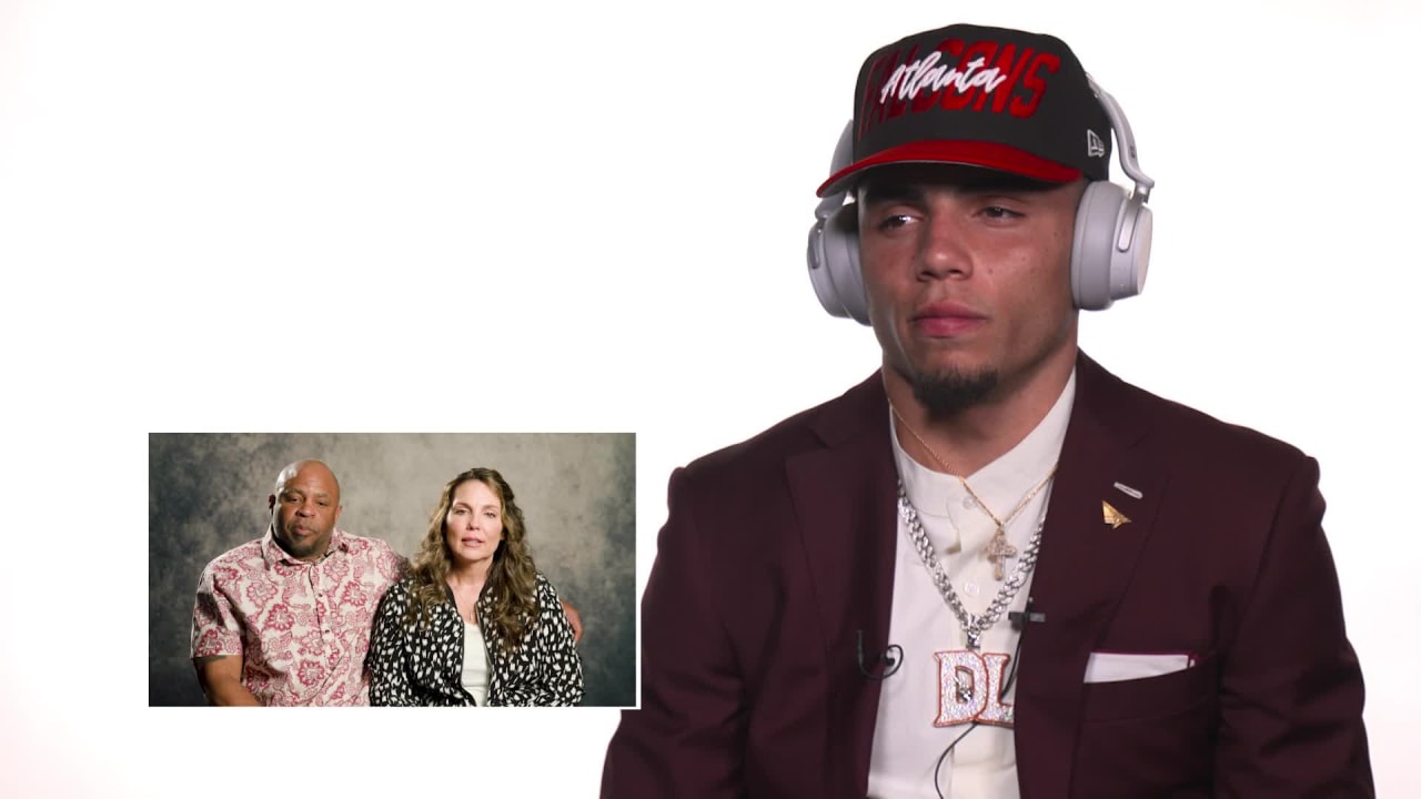 Atlanta Falcons wide receiver Drake London gets emotional listening to ...