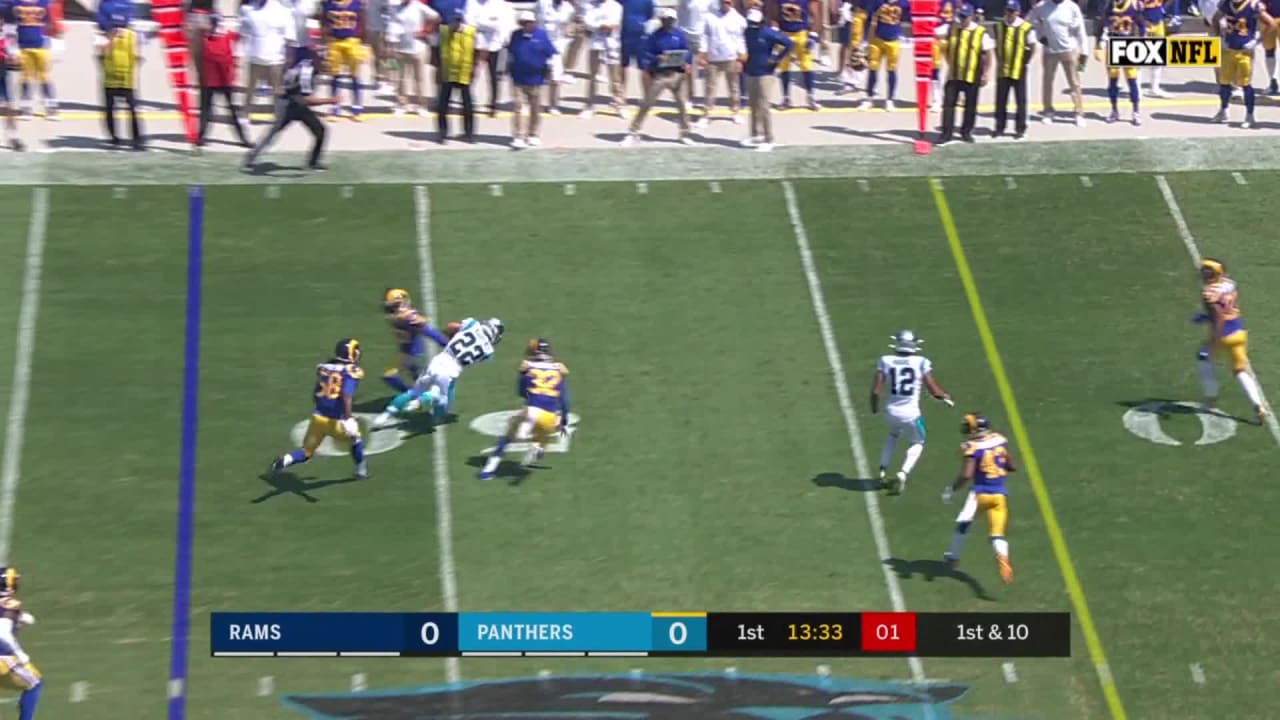 Christian McCaffrey makes heads-up catch on batted pass