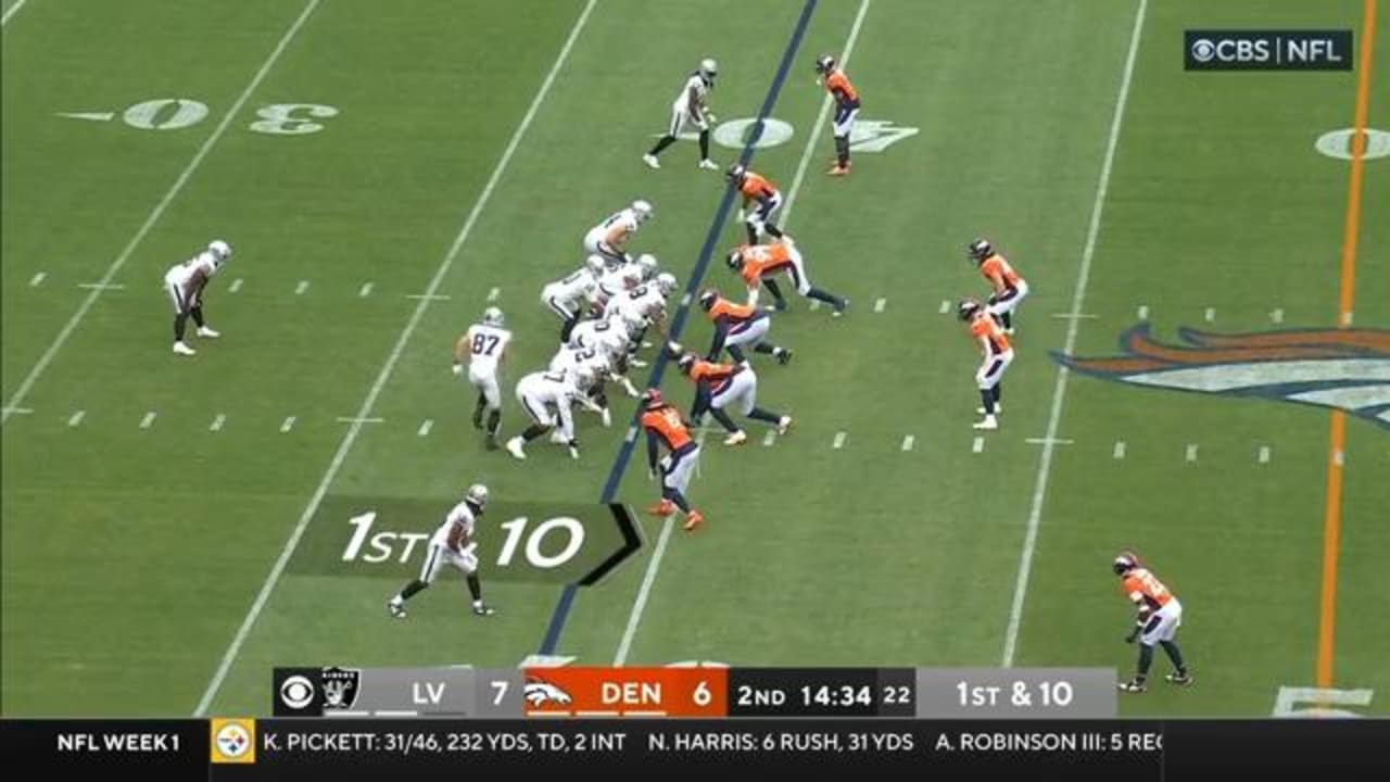 Las Vegas Raiders wide receiver Jakobi Meyers left all alone on 21-yard gain catch and run