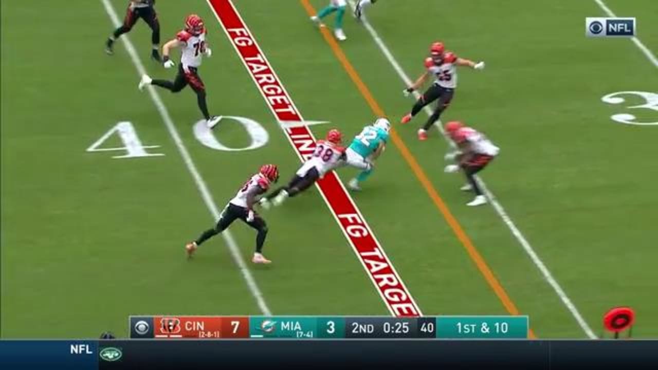 Miami Dolphins running back Patrick Laird's cross-body stiff-arm helps ...