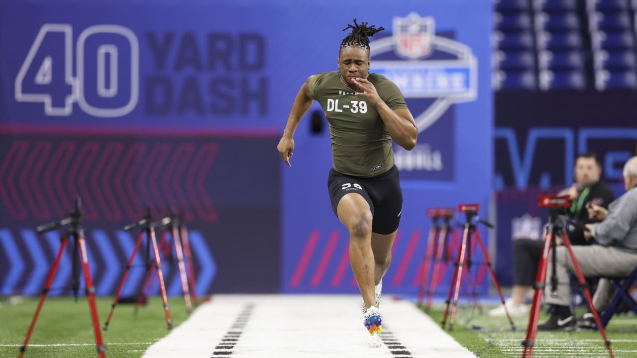 Defensive end Isaiah McGuire runs 40-yard dash in 4.76 seconds at 2023 ...