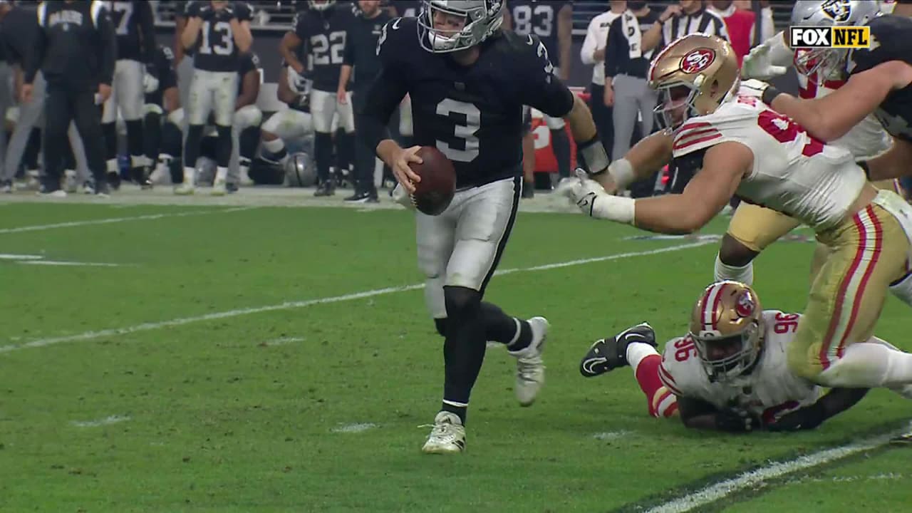 Las Vegas Raiders quarterback Jarrett Stidham delivers chain-moving strike to wide receiver Mack ...