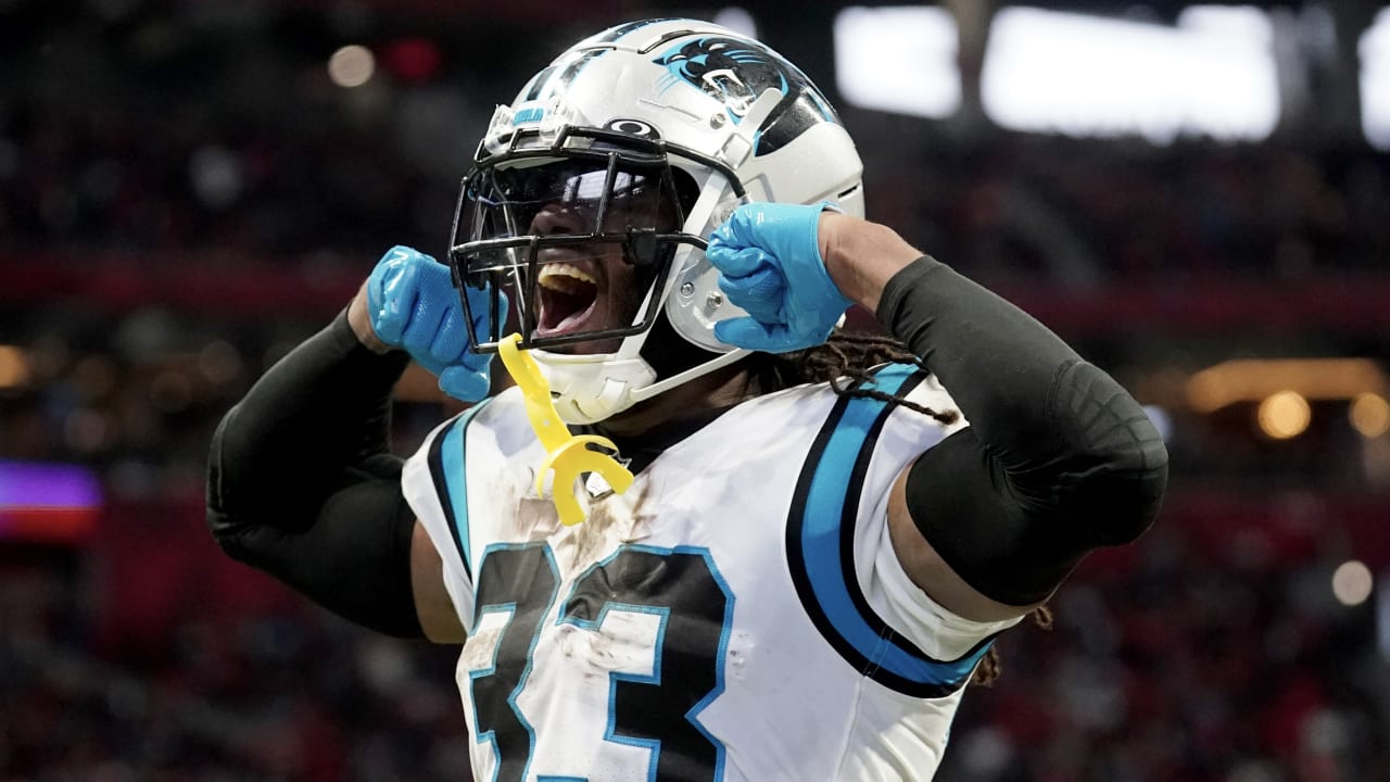 Carolina Panthers running back D'Onta Foreman plows past goal line for ...