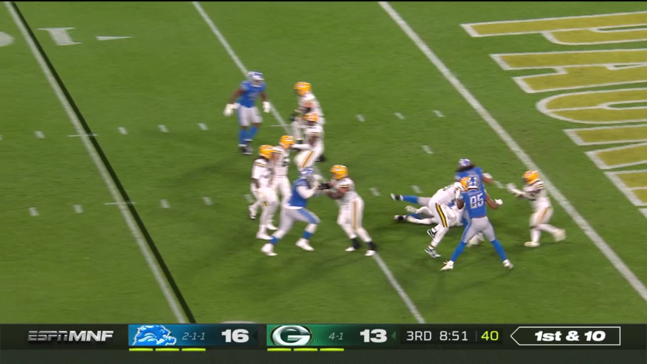 'Snacks' Harrison barrels over Aaron Rodgers for huge sack