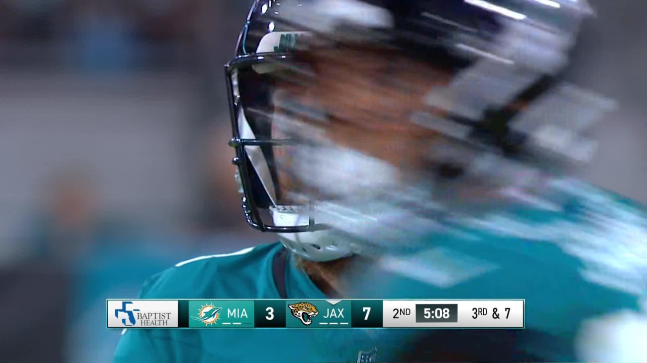 Miami Dolphins defensive end Jaylen Twyman brings down Jacksonville ...