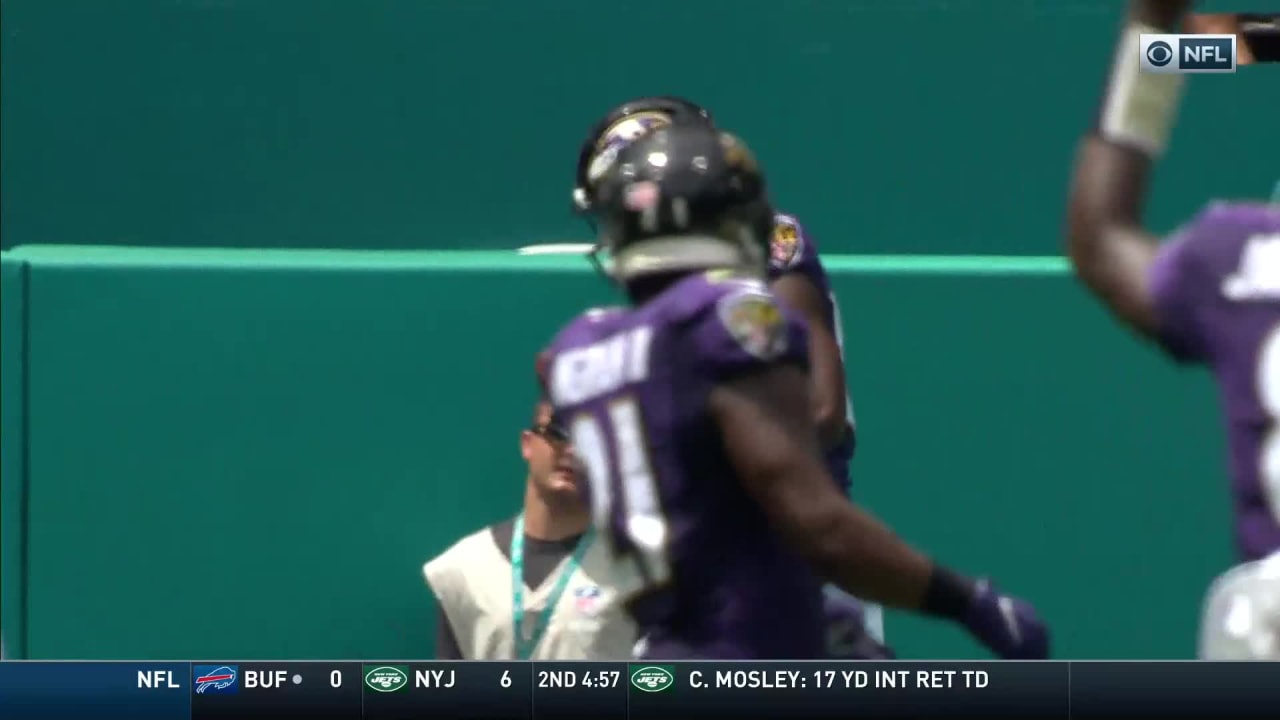 Lamar Jackson delivers fadeaway dime to Miles Boykin for FOURTH TD toss