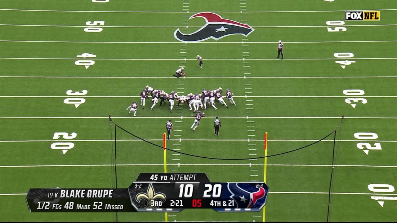 New Orleans Saints kicker Blake Grupe's 45-yard FG trims Houston Texans ...