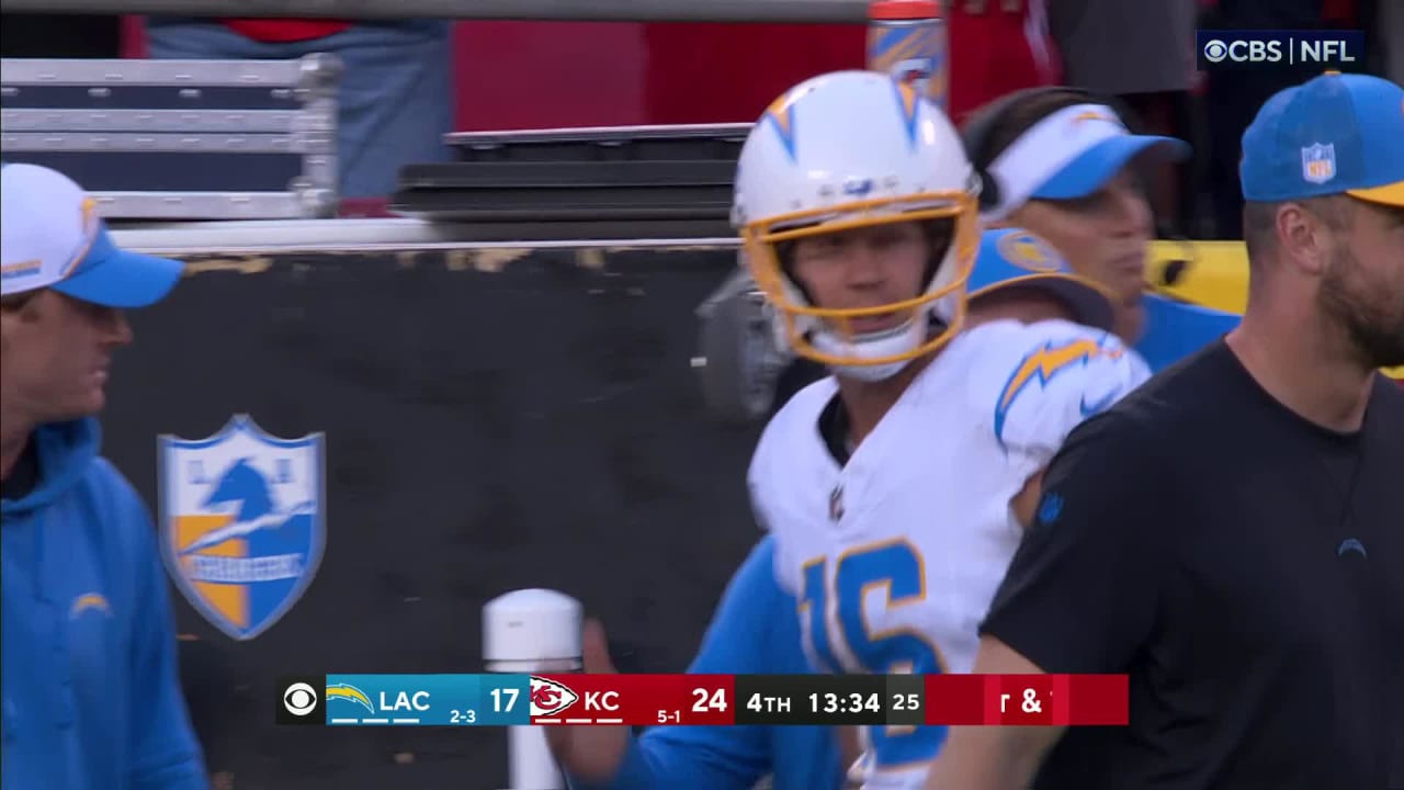 Los Angeles Chargers punter JK Scott's 65-yard punt bounces out of ...
