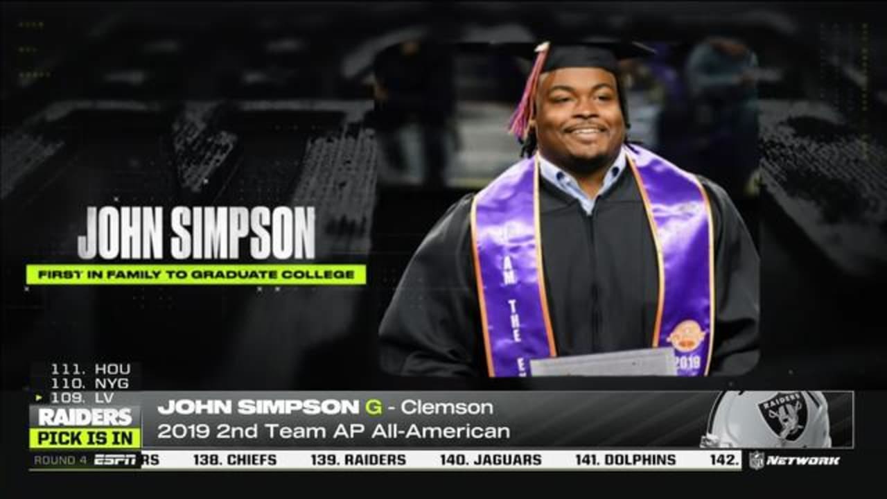 Raiders select John Simpson with No. 109 pick in 2020 draft