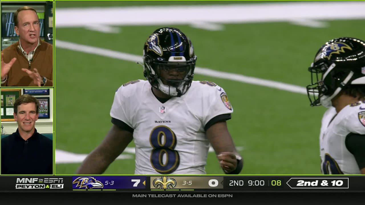 Eli and Peyton Manning goof on Baltimore Ravens' RPO play