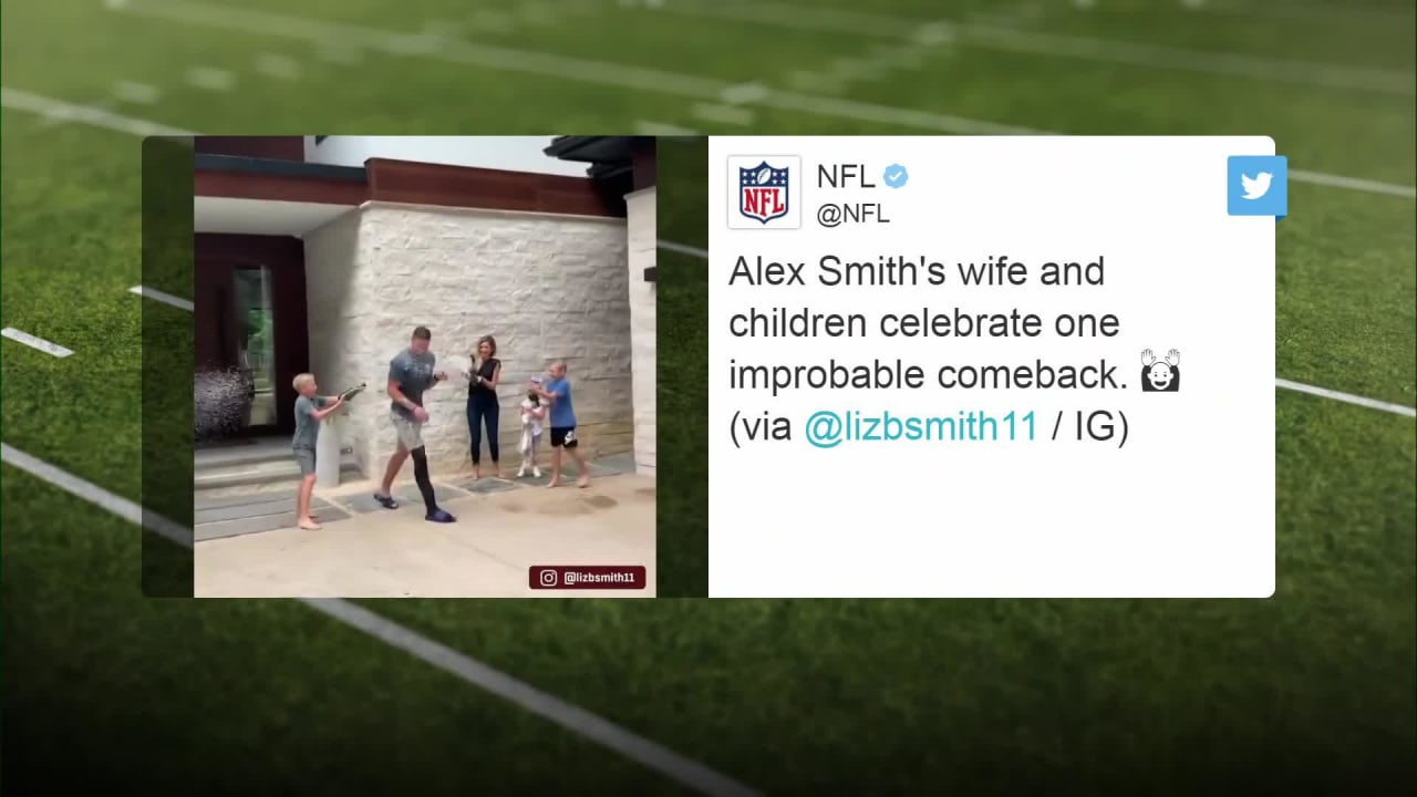 See Washington Football Team quarterback Alex Smith celebrate with his ...