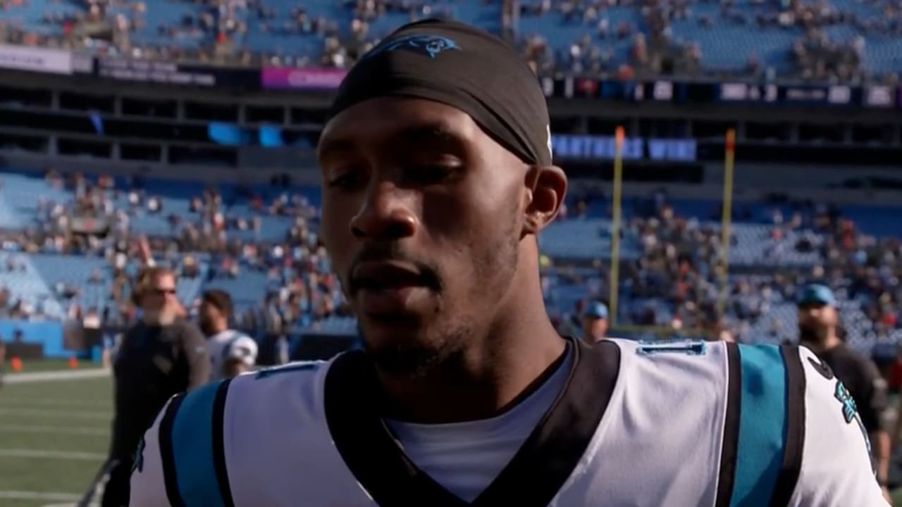 Carolina Panthers quarterback P.J. Walker reacts to Panthers upset win ...