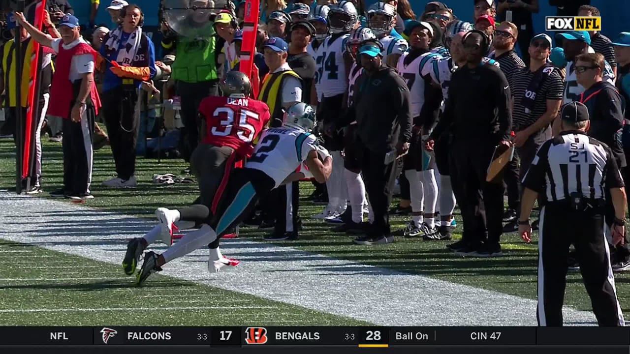 Carolina Panthers wide receiver D.J. Moore's miraculous toe-tap catch ...
