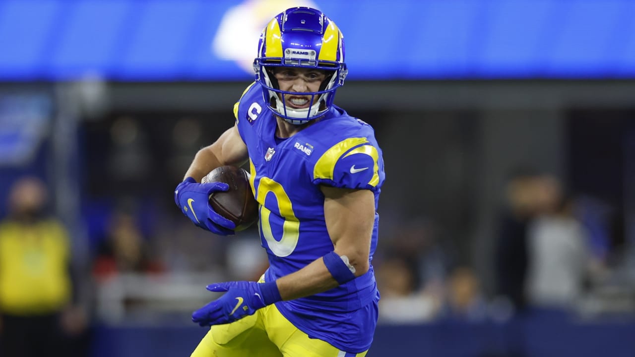 Los Angeles Rams wide receiver Cooper Kupp brushes sideline defender ...