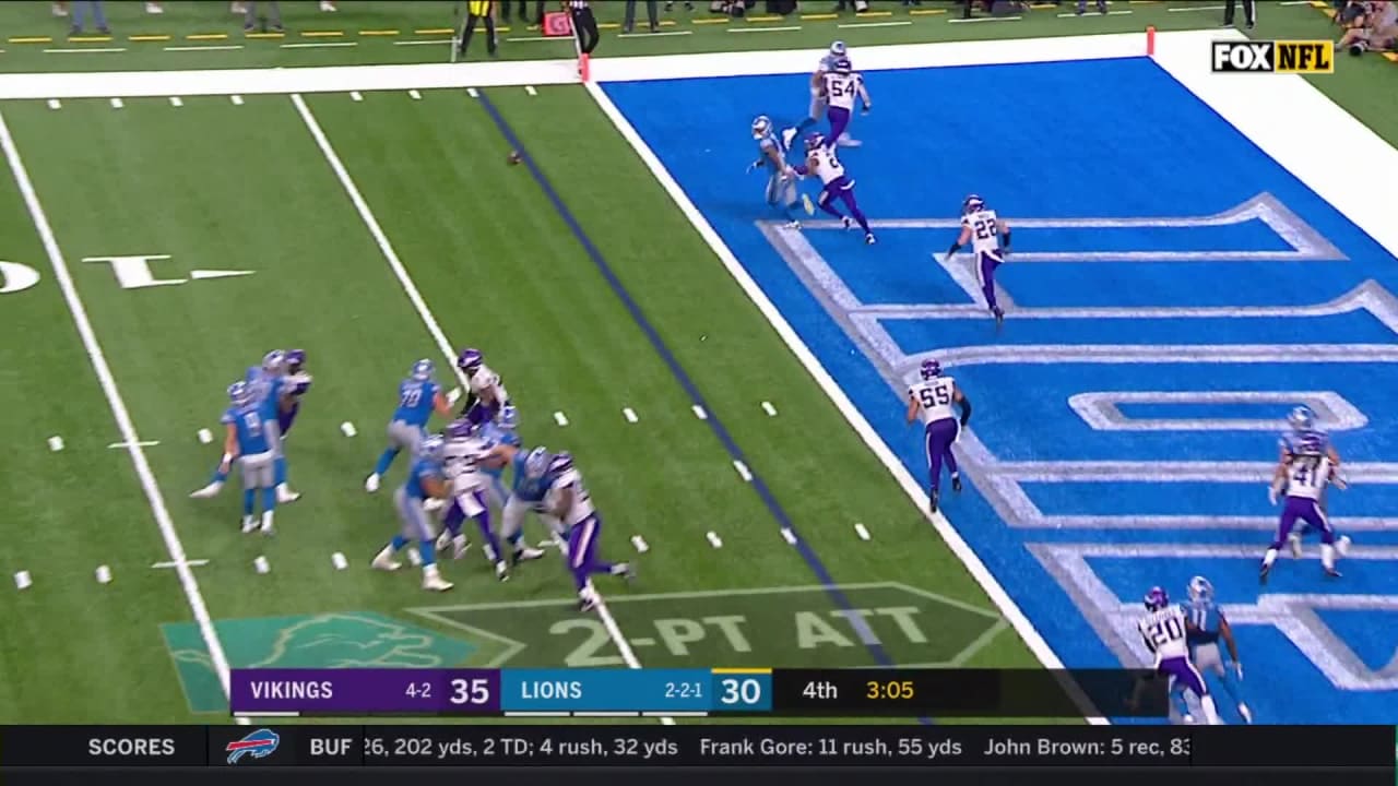 Mike Hughes breaks up Lions 2-point conversion attempt