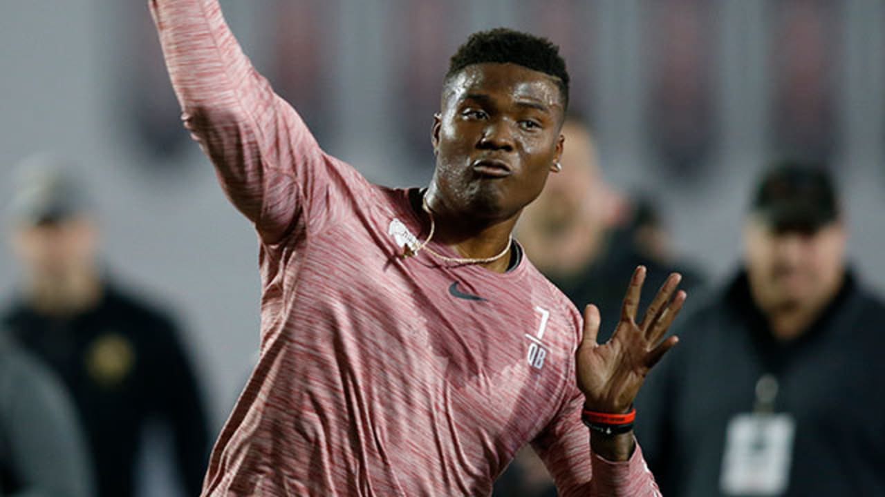 Watch Dwayne Haskins dial long distance on deep ball at pro day