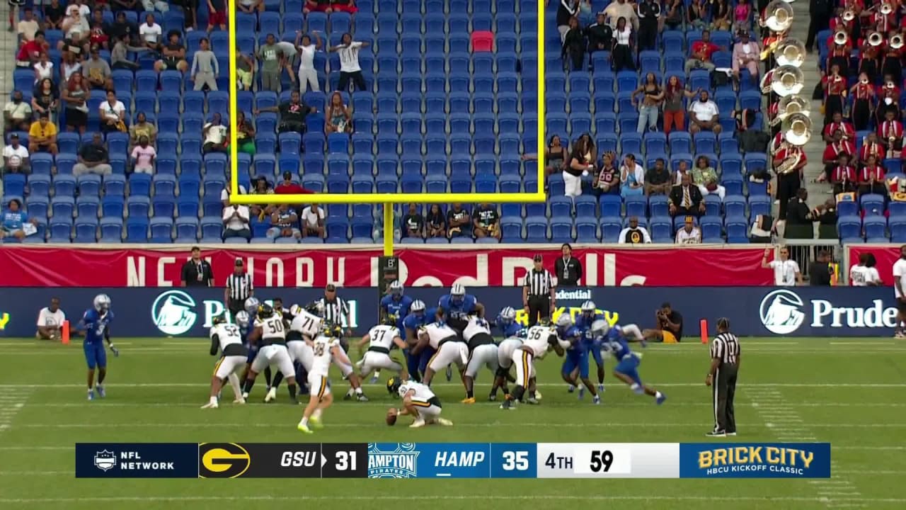 Grambling State Tigers console teammate kicker Tanner Rinker after a ...