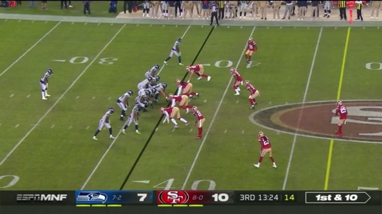 Metcalf hauls in slick toe-drag snag after Wilson buys time in the pocket