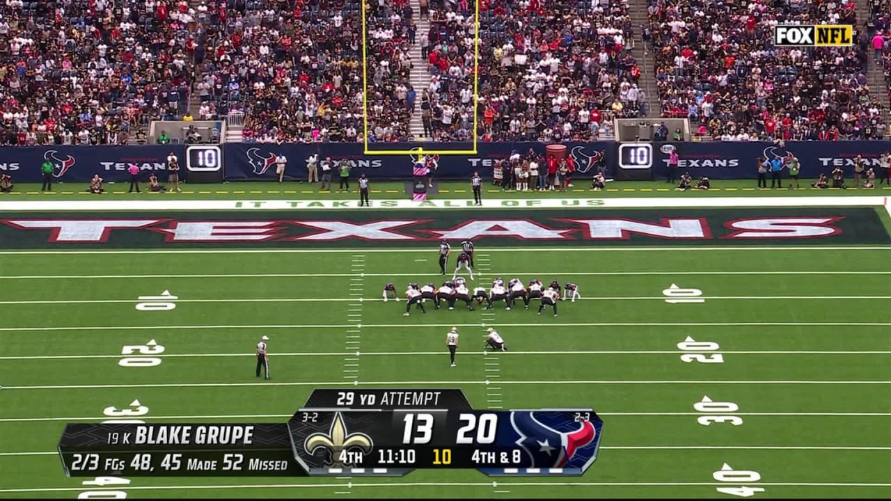 New Orleans Saints kicker Blake Grupe's second missed field goal of day ...