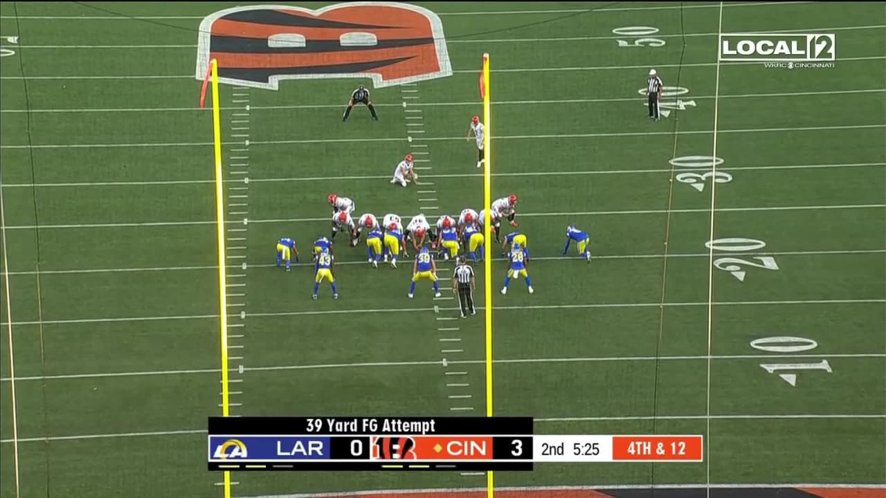 Cincinnati Bengals kicker Evan McPherson's 39-yard field goal splits ...